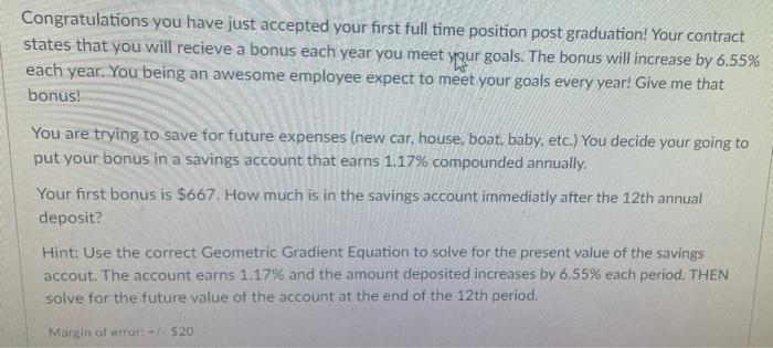 Solved Congratulations you have just accepted your first | Chegg.com