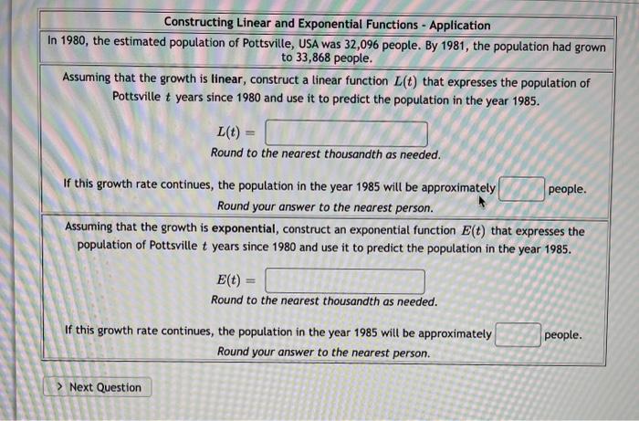 Solved Constructing Linear and Exponential Functions - | Chegg.com