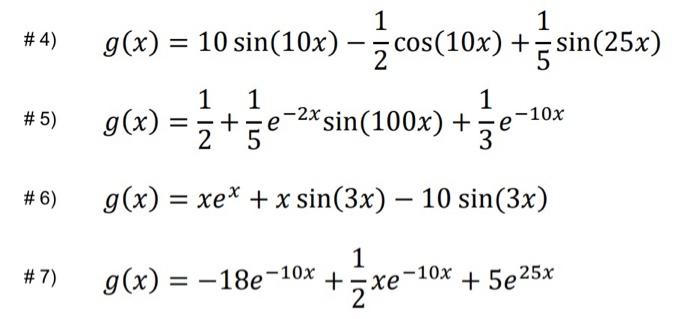 Solved \#4) g(x)=10sin(10x)−21cos(10x)+51sin(25x) \#5) | Chegg.com