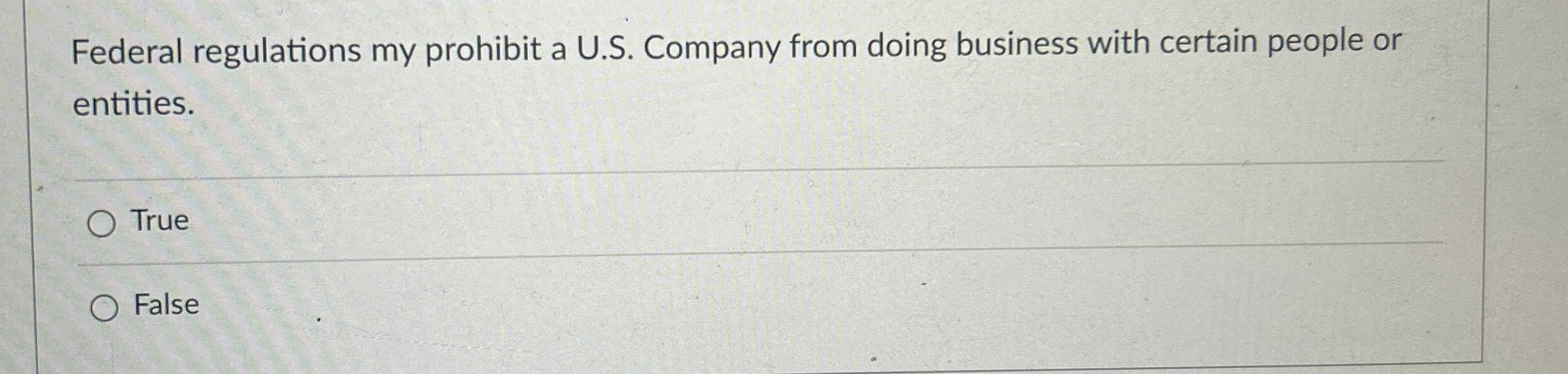 Solved Federal regulations my prohibit a U.S. ﻿Company from | Chegg.com