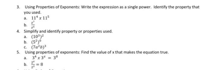 Solved 3. Using Properties of Exponents: Write the | Chegg.com
