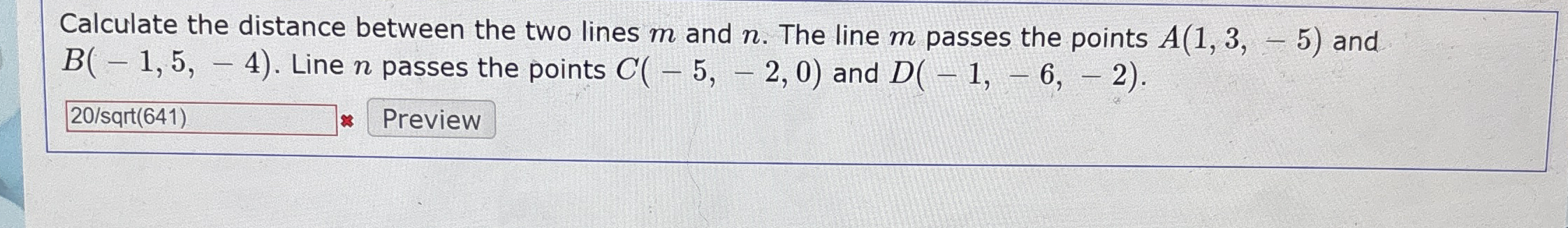 Solved Calculate the distance between the two lines m ﻿and | Chegg.com