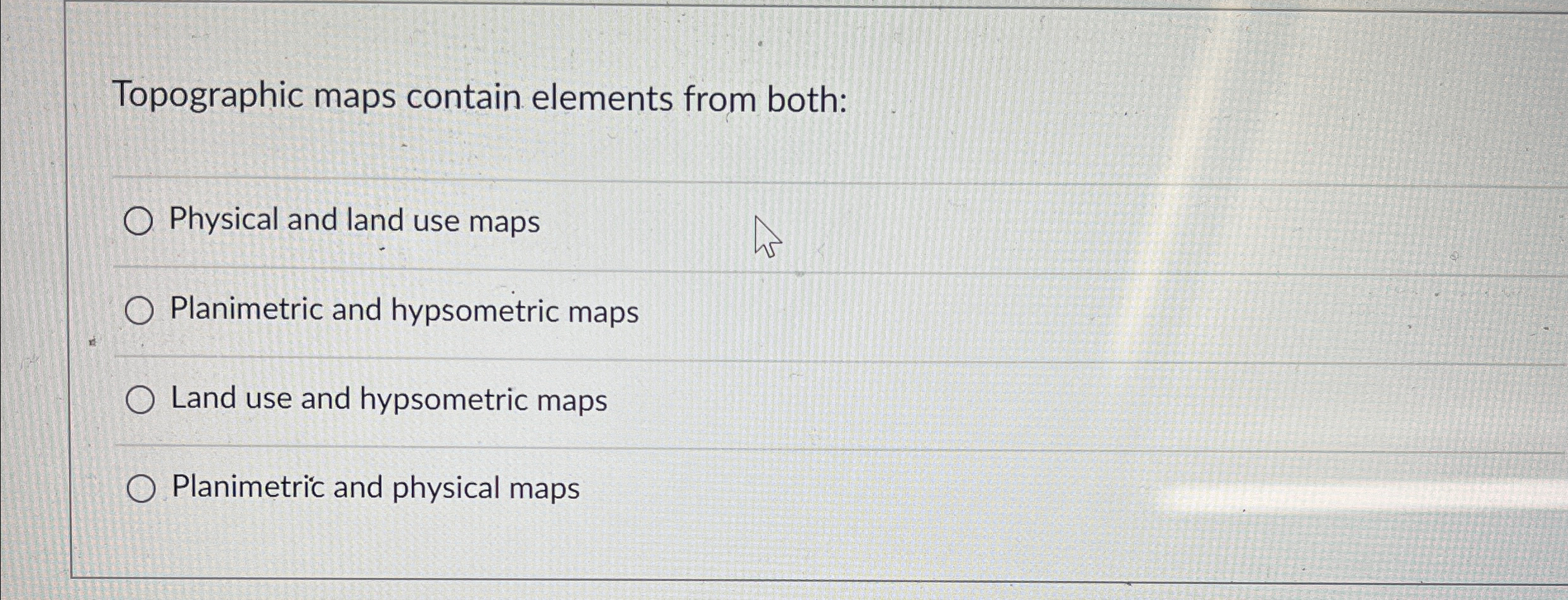 Solved Topographic maps contain elements from both:Physical | Chegg.com