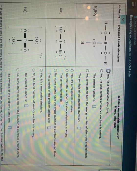 Solved CHEMICAL BONDING Recognizing exceptions to the octet | Chegg.com