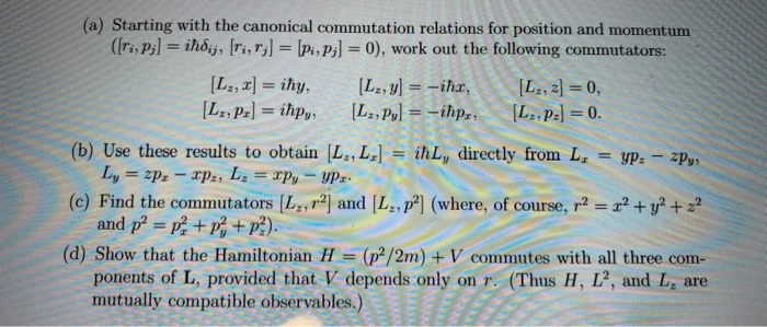 Solved (a) Starting with the canonical commutation relations | Chegg.com