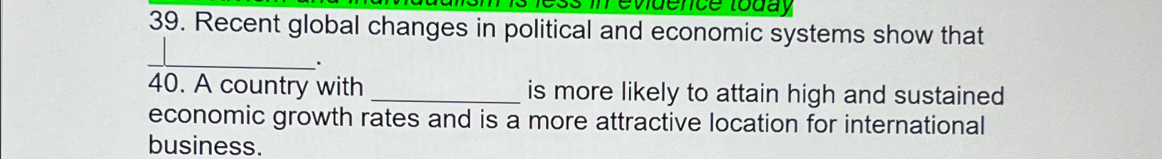 Solved Recent global changes in political and economic | Chegg.com