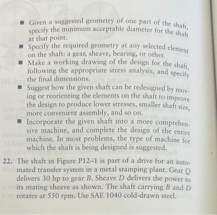 Solved Comprehensive Shaft Design Problems For each of the | Chegg.com