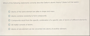 Solved Which of the following statements correctly describe | Chegg.com