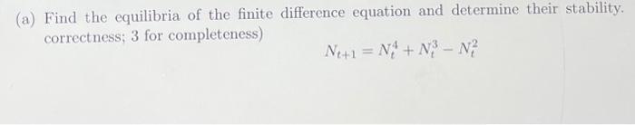 Solved (a) Find the equilibria of the finite difference | Chegg.com