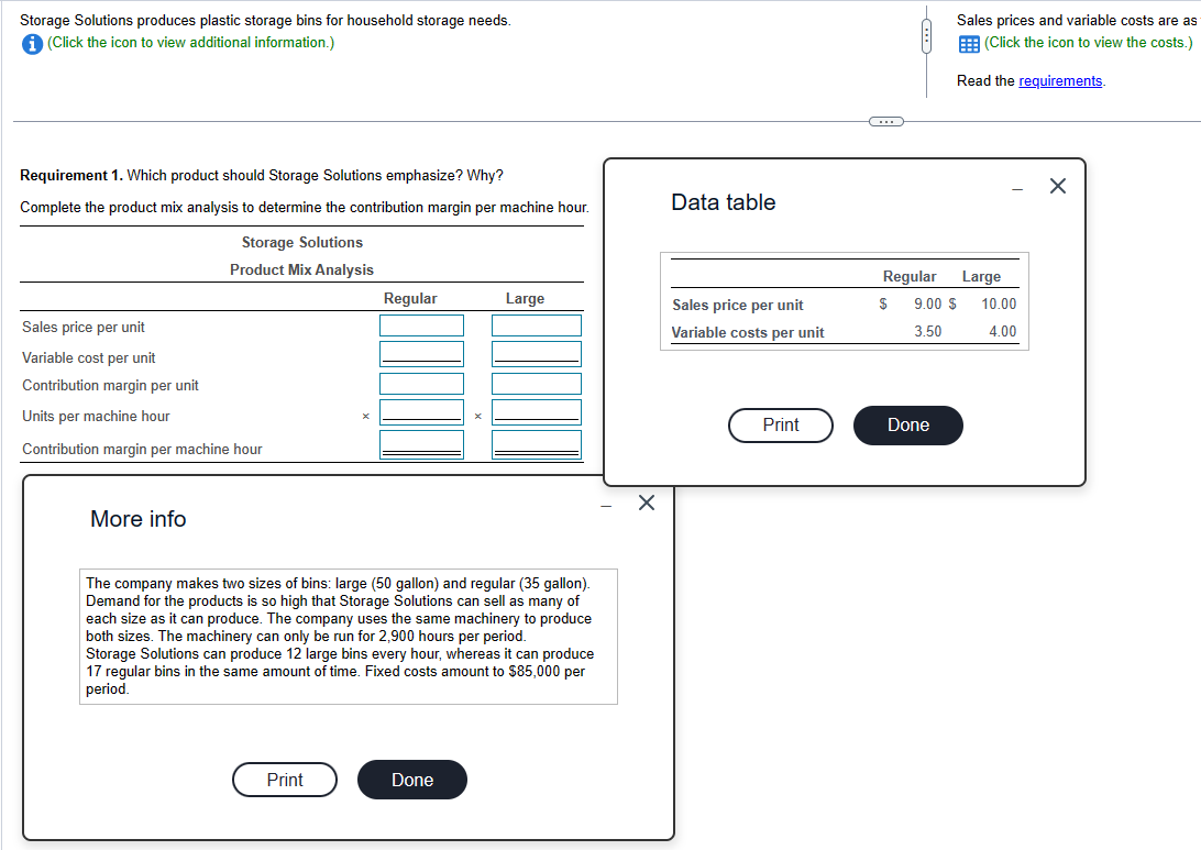 Solved Storage Solutions produces plastic storage bins for | Chegg.com