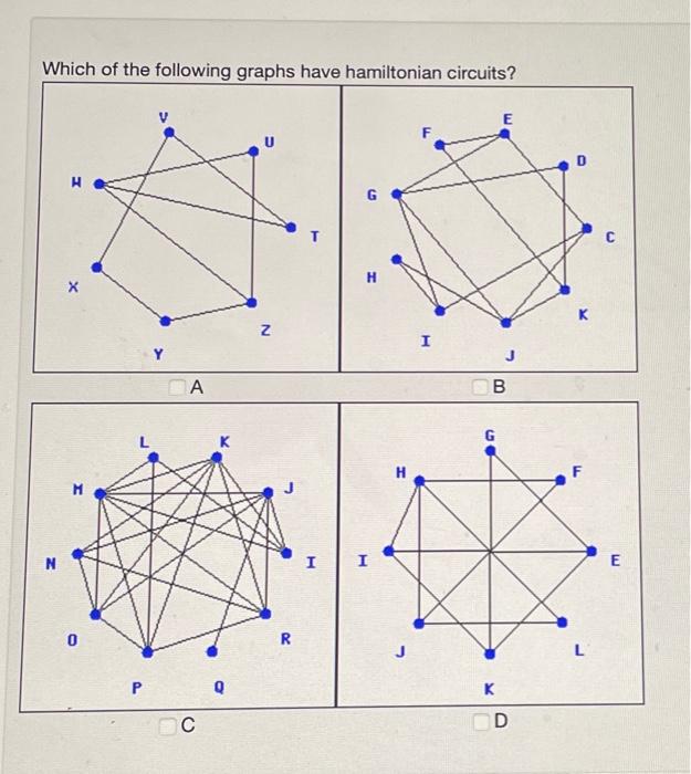 Solved Which of the following graphs have hamiltonian | Chegg.com