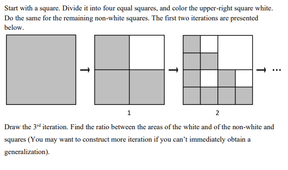 Solved Start with a square. Divide it into four equal | Chegg.com