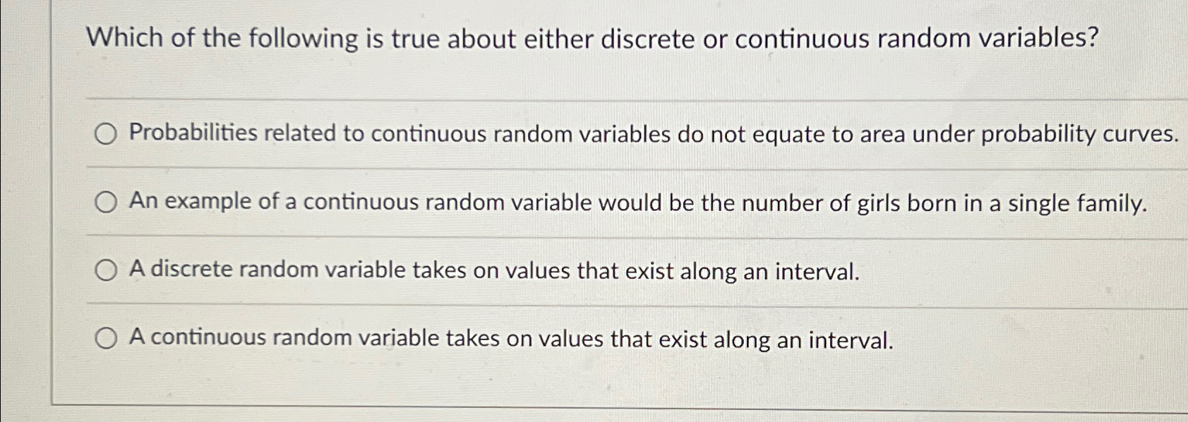 Solved Which of the following is true about either discrete | Chegg.com