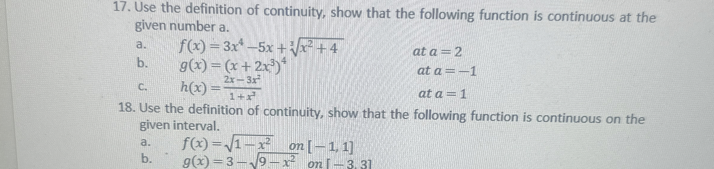 Solved Use the definition of continuity, show that the | Chegg.com