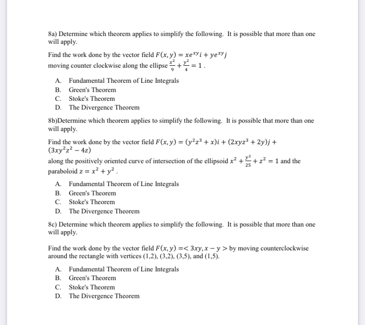 Solved 8a) ﻿Determine which theorem applies to simplify the | Chegg.com