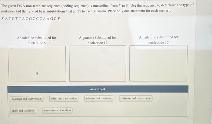 Solved The Given Dna Non Template Sequence Coding Sequence 