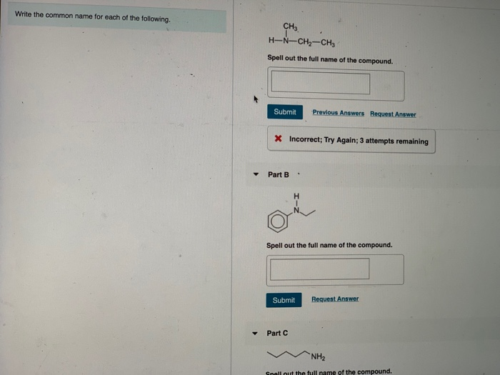 Solved Write the common name for each of the following. Cн | Chegg.com