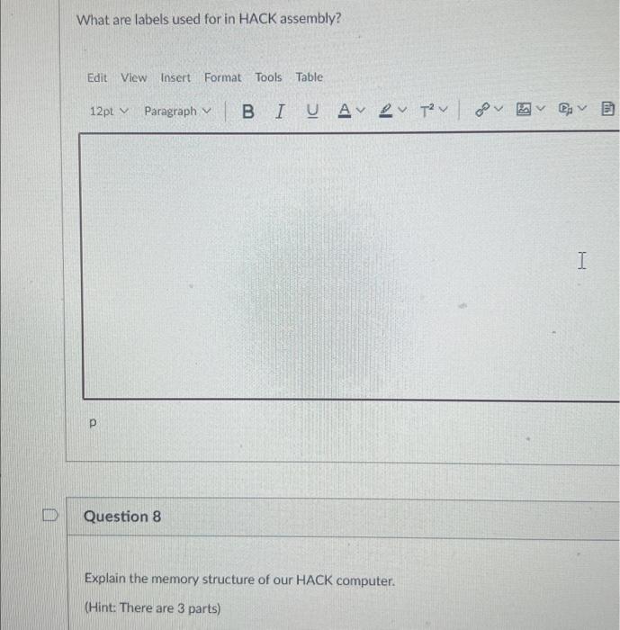 Solved What are labels used for in HACK assembly? p Question | Chegg.com