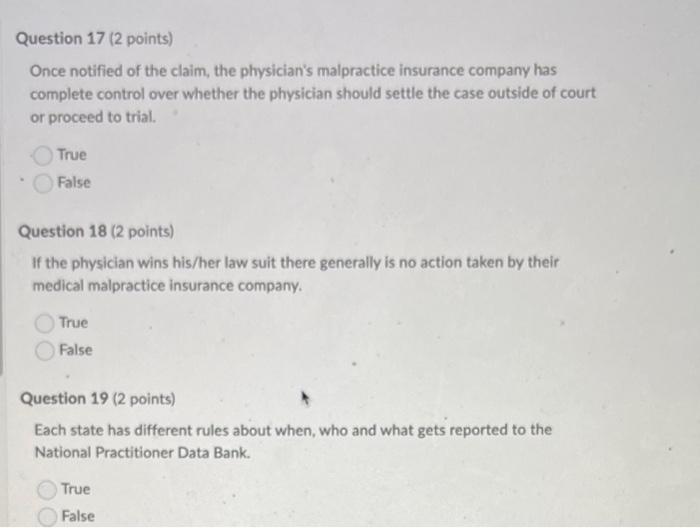 Solved Question 17 (2 points) Once notified of the claim, | Chegg.com