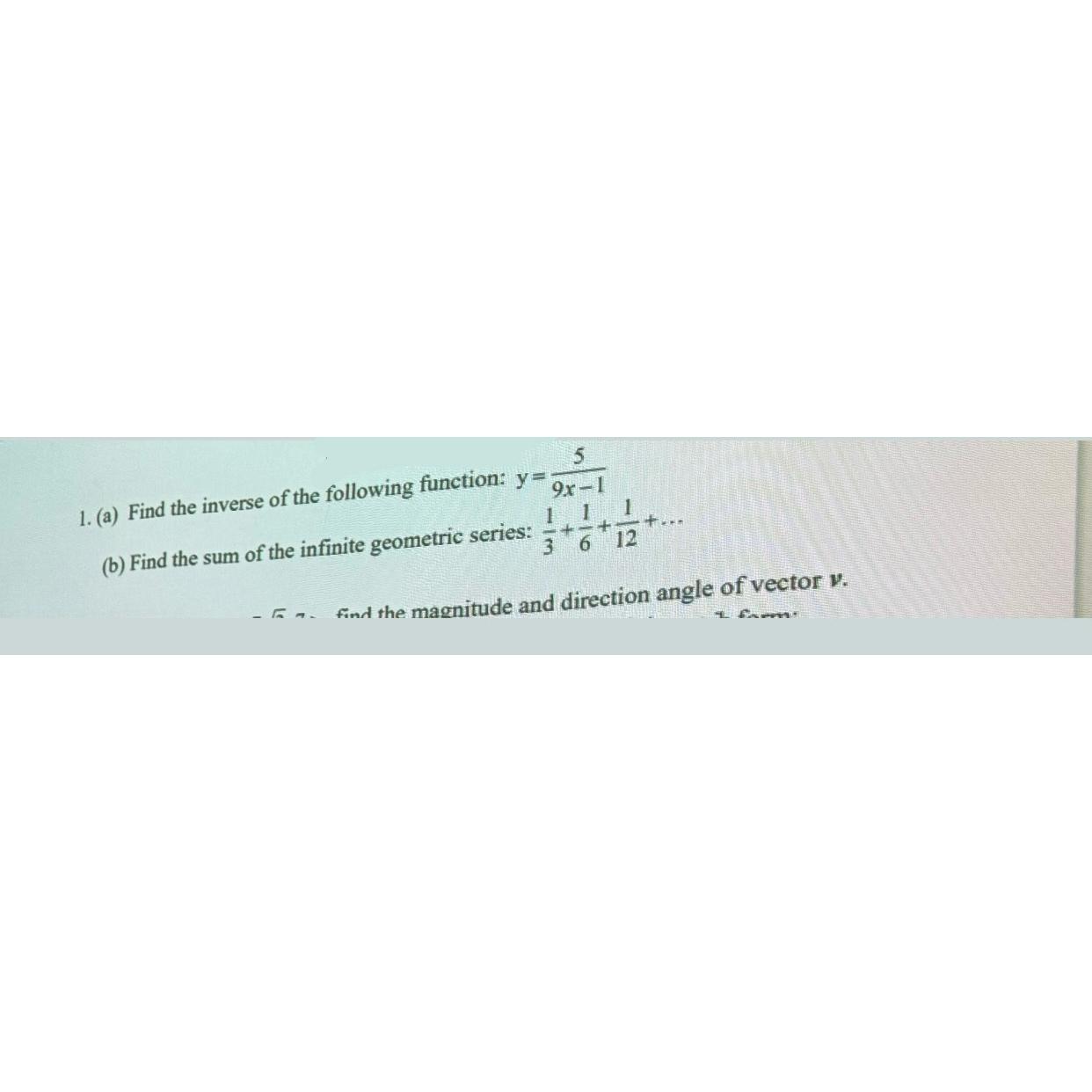 Solved (a) ﻿Find the inverse of the following function: | Chegg.com