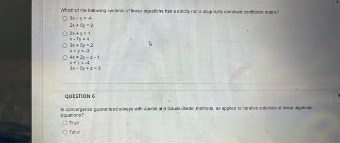 Solved Which of the following systems of linear equations | Chegg.com