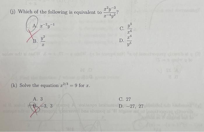 Solved (j) Which of the following is equivalent to | Chegg.com