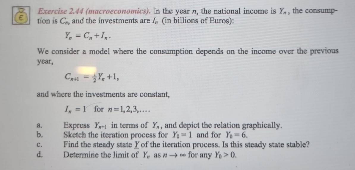 Solved 3 ﻿Exercise 2.44 (macroeconomics). ﻿In the year n, | Chegg.com