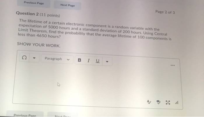 Solved Previous Page Next Page Page 2 of 3 Question 2 (11 | Chegg.com