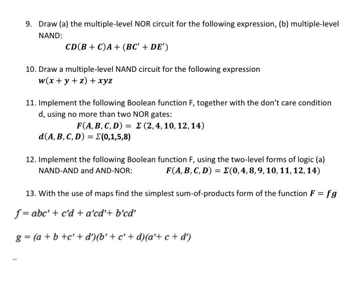 Solved 1. Simplify the following functions using K-map | Chegg.com