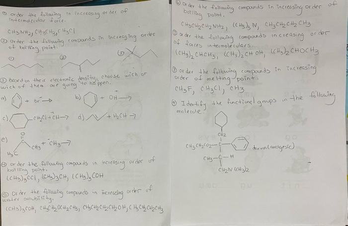 Solved 1 order the order of bottling | (CH₃)₂ CH CH₃, (CH3)₂ | Chegg.com