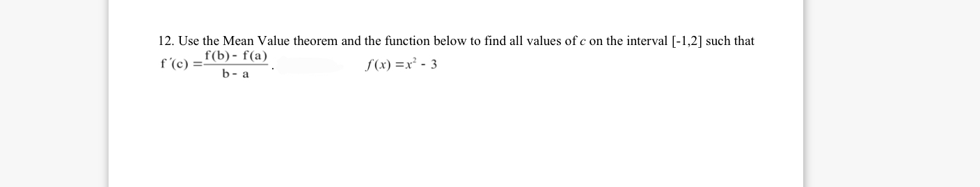 Solved Use the Mean Value theorem and the function below to | Chegg.com