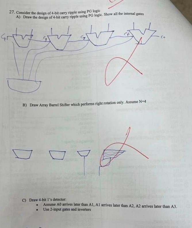 Solved Consider the design of 4-bit carry ripple using PG | Chegg.com