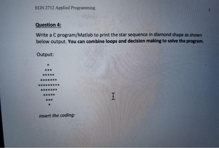 Solved Egn 2712 Applied Programming Question 4 Write A C 