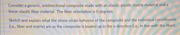 Solved Consider a generic, unidirectional composite made | Chegg.com