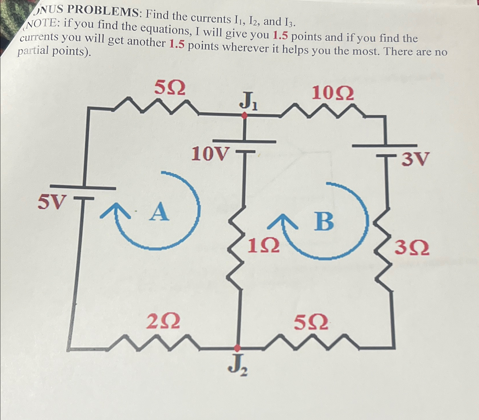 Find the currents I1,I2, ﻿and I3 | Chegg.com