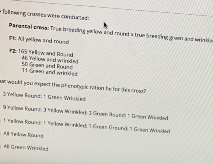 Solved e following crosses were conducted: Parental cross: | Chegg.com