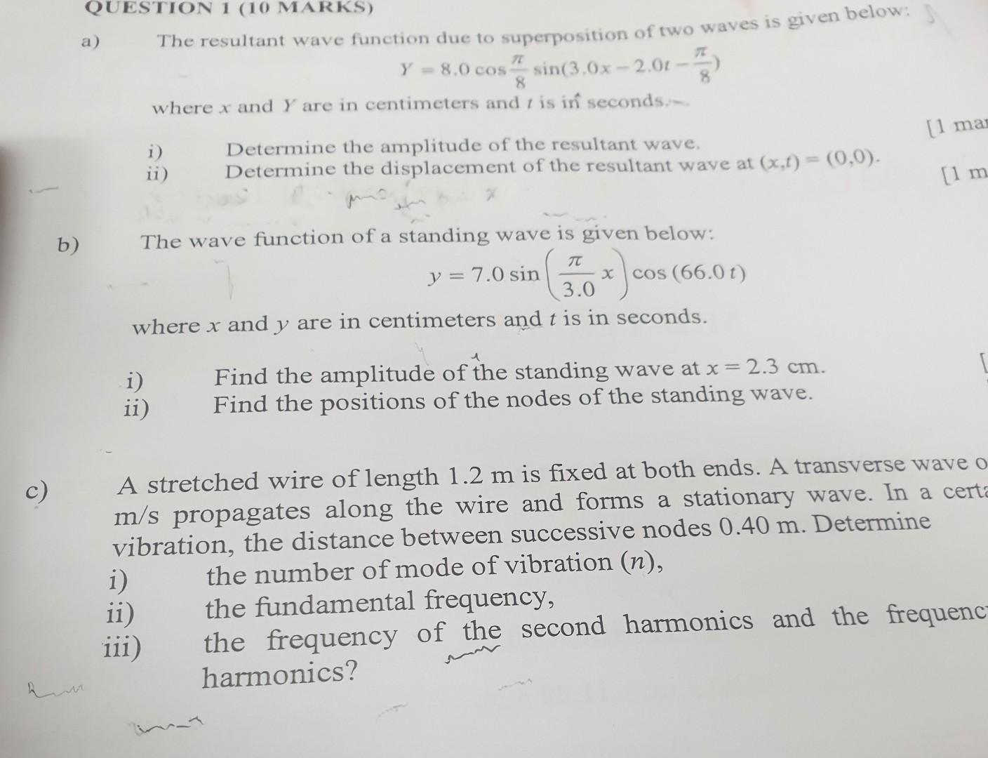 Solved a) The resultant wave function due to superposition | Chegg.com
