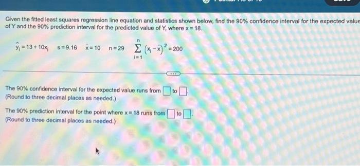 Solved Given the fitted least squares regression line | Chegg.com