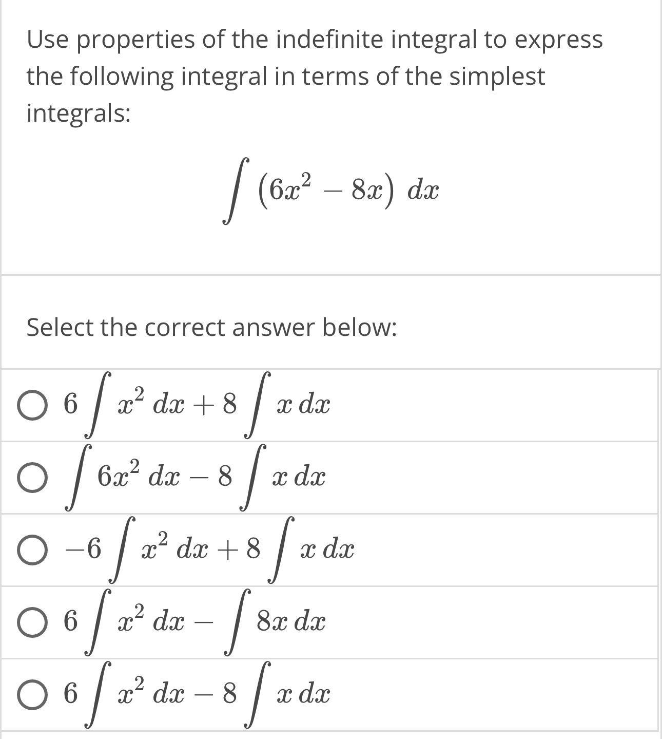 Solved Use properties of the indefinite integral to express | Chegg.com