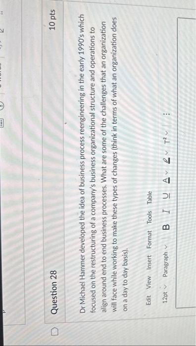 Solved Dr Michael Hammer developed the idea of business | Chegg.com