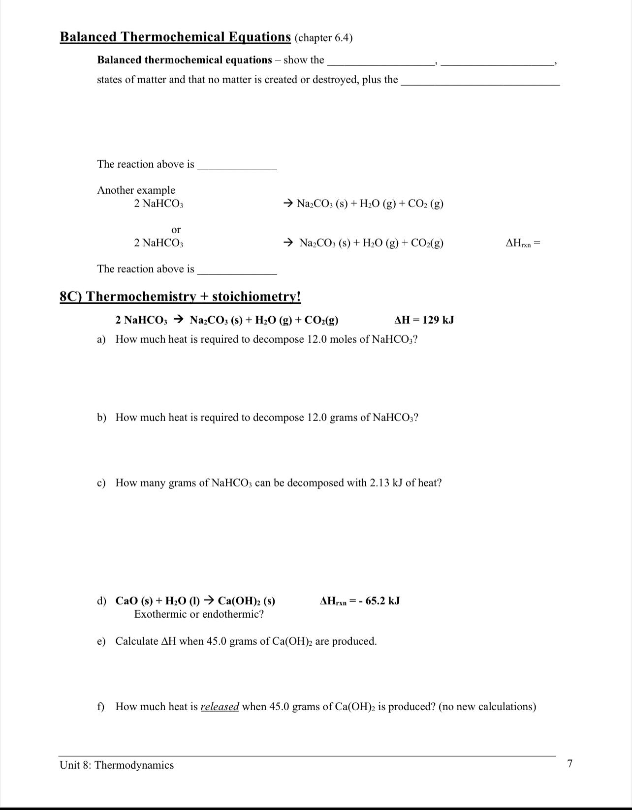 Solved Balanced Thermochemical Equations (chapter | Chegg.com