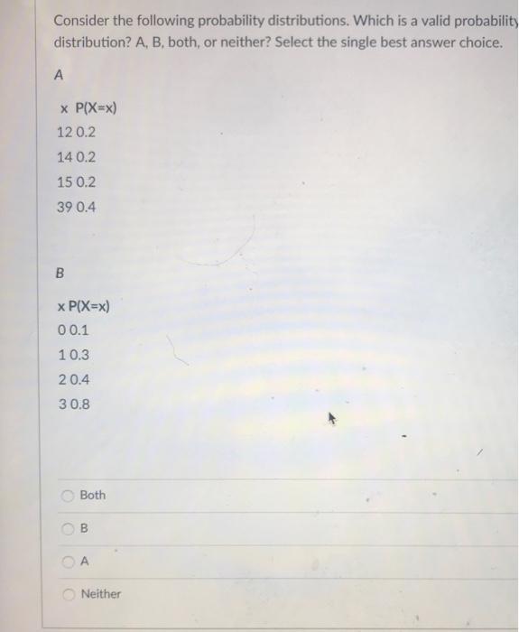 Solved Consider the following probability distributions. | Chegg.com