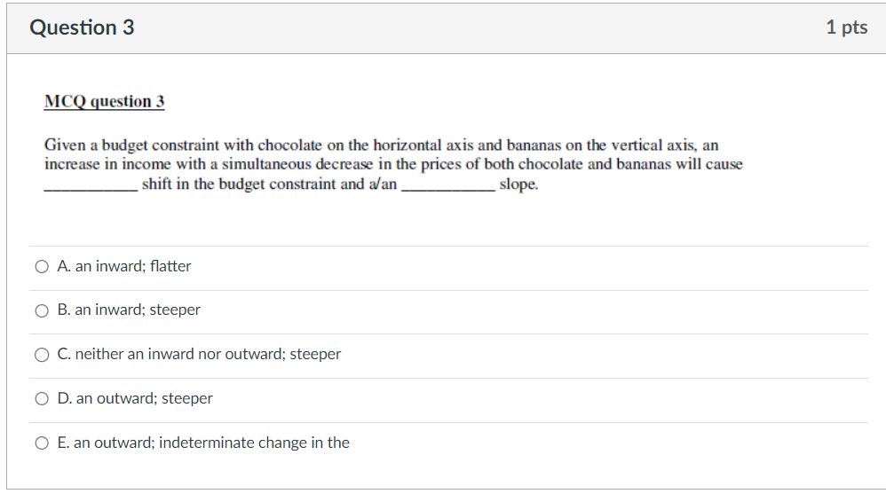 Solved MCQquestion 3Given a budget constraint with chocolate | Chegg.com