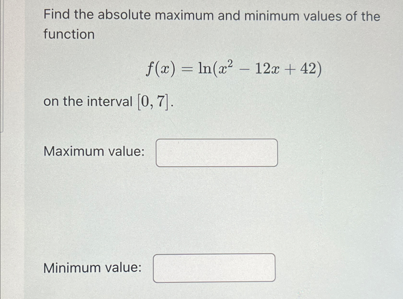 Solved Find the absolute maximum and minimum values of the | Chegg.com