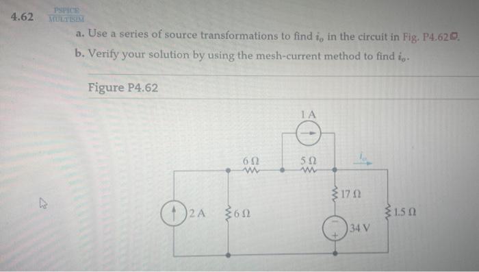 Solved A Use A Series Of Source Transformations To Find Io