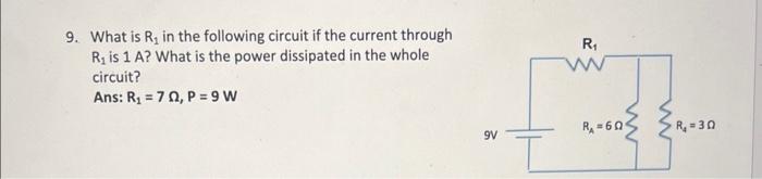 Solved 9. What is R1 in the following circuit if the current | Chegg.com