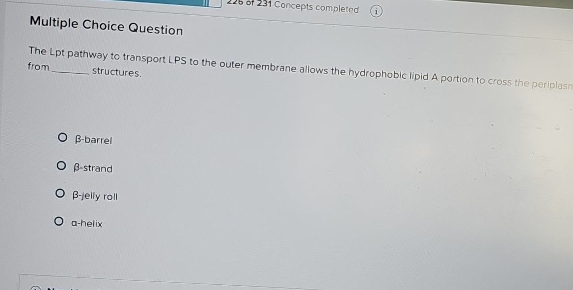 Solved Multiple Choice QuestionThe Lpt pathway to transport | Chegg.com