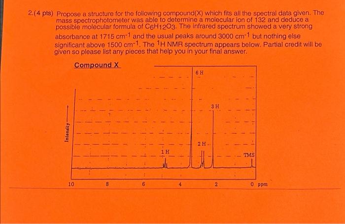 Solved 2.(4 pts) Propose a structure for the following | Chegg.com