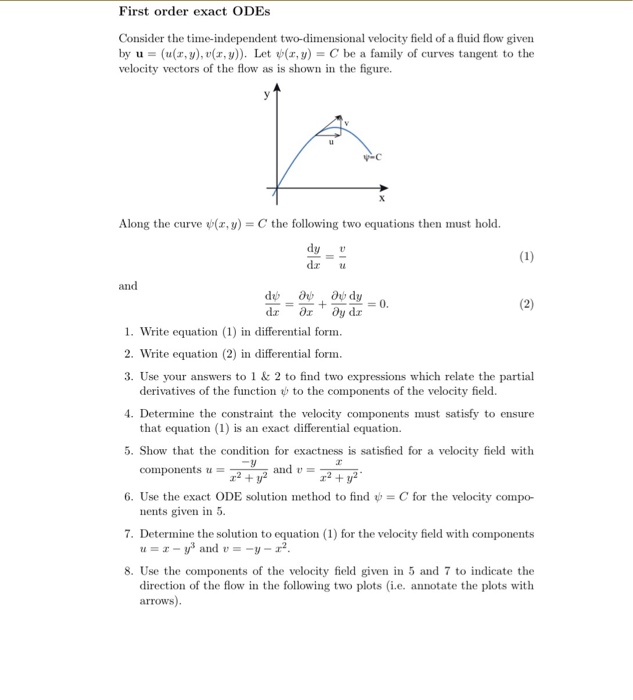 Solved First order exact ODES Consider the time-independent | Chegg.com