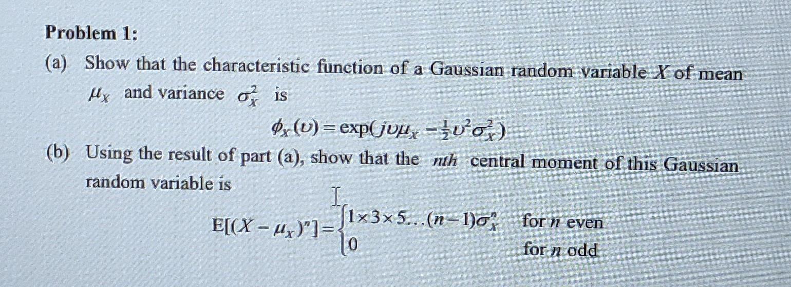 Problem 1: (a) Show that the characteristic function | Chegg.com